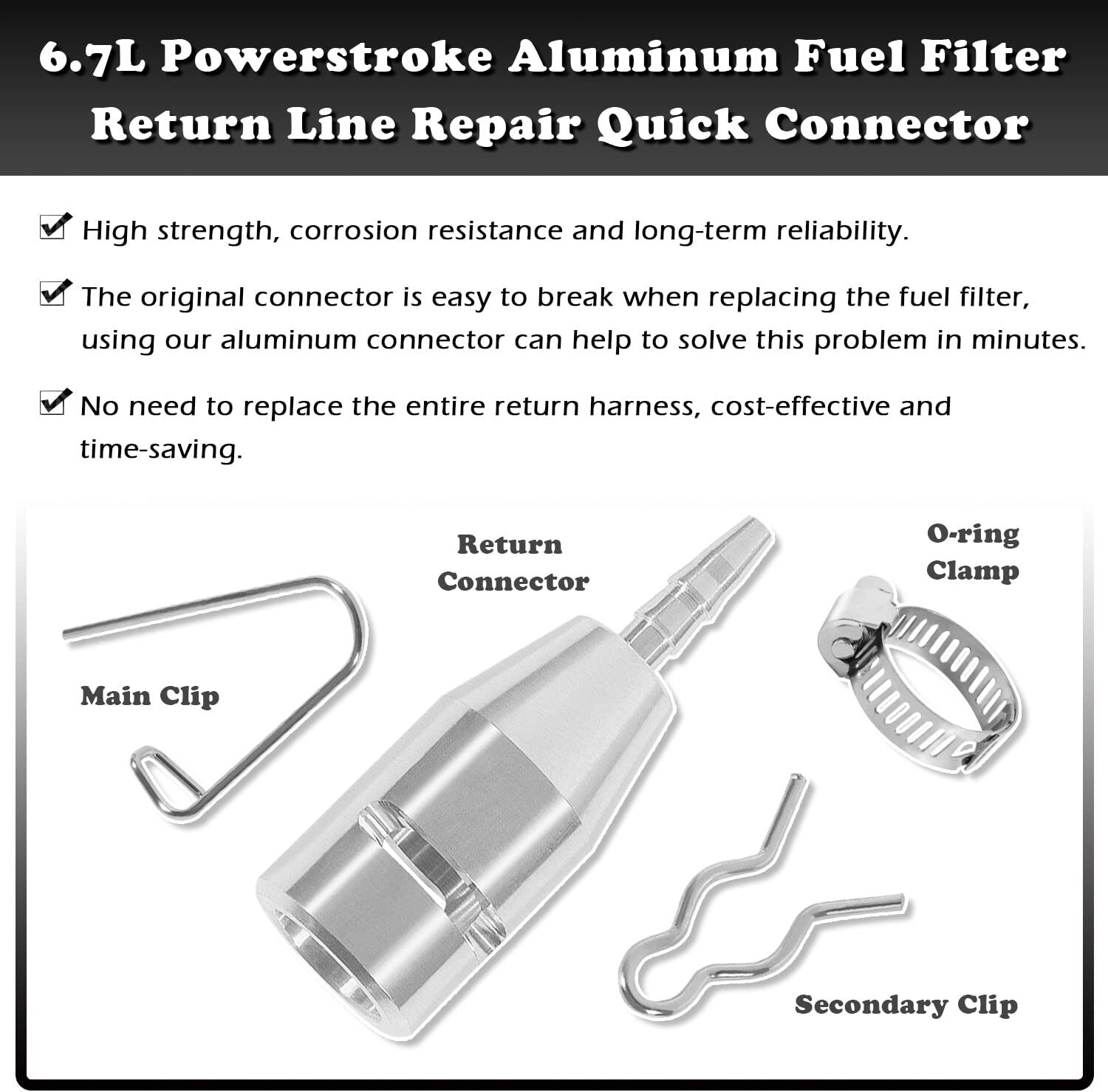 6.7L Powerstroke Fuel Filter Return Line Connector For 2017-2022 Ford ...