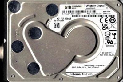 WD50NDZM-59A8KS1 WX42D SEP 2021 Western Digital 5TB USB 2.5" Hard Drive ...