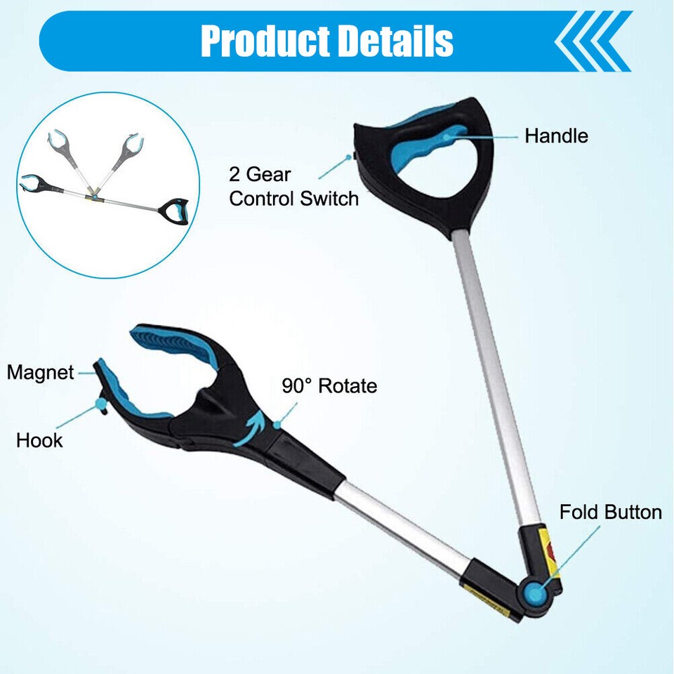 32" Grabber Pick Up Tool Foldable Garbage Hand Grip Reaching Stick Trash Picker | eBay