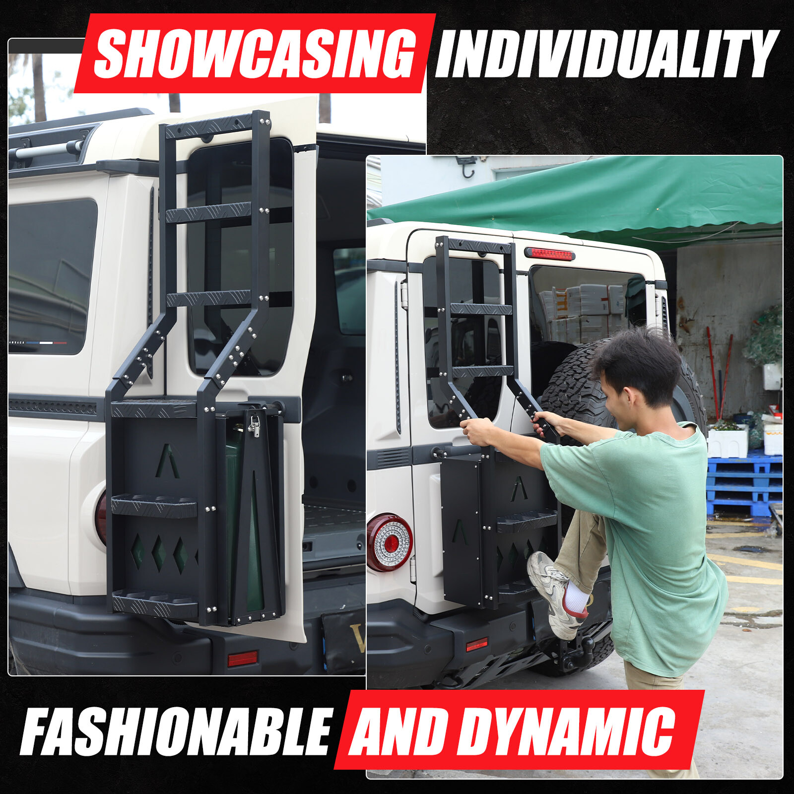 Rear Tailgate Door Ladder Climbing W/ fuel tank Box For Ineos Grenadier ...