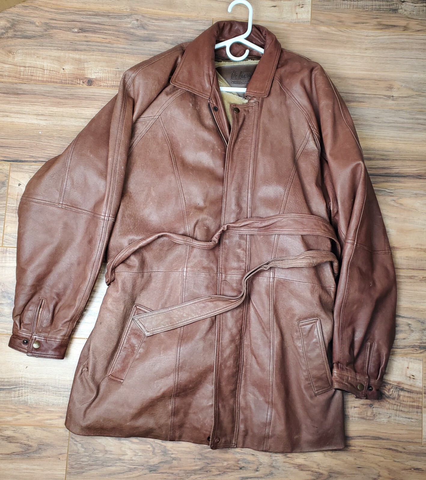 Vilanto Authentic Leather Men's XL Brown Belted Coat … - Gem