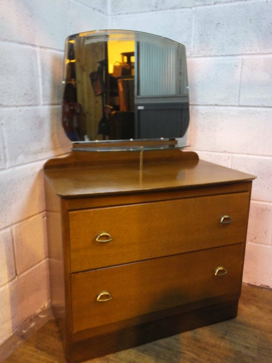 LEBUS OAK DRESSING TABLE / CHEST Of 2 DRAWERS, With GLASS SHELF ...