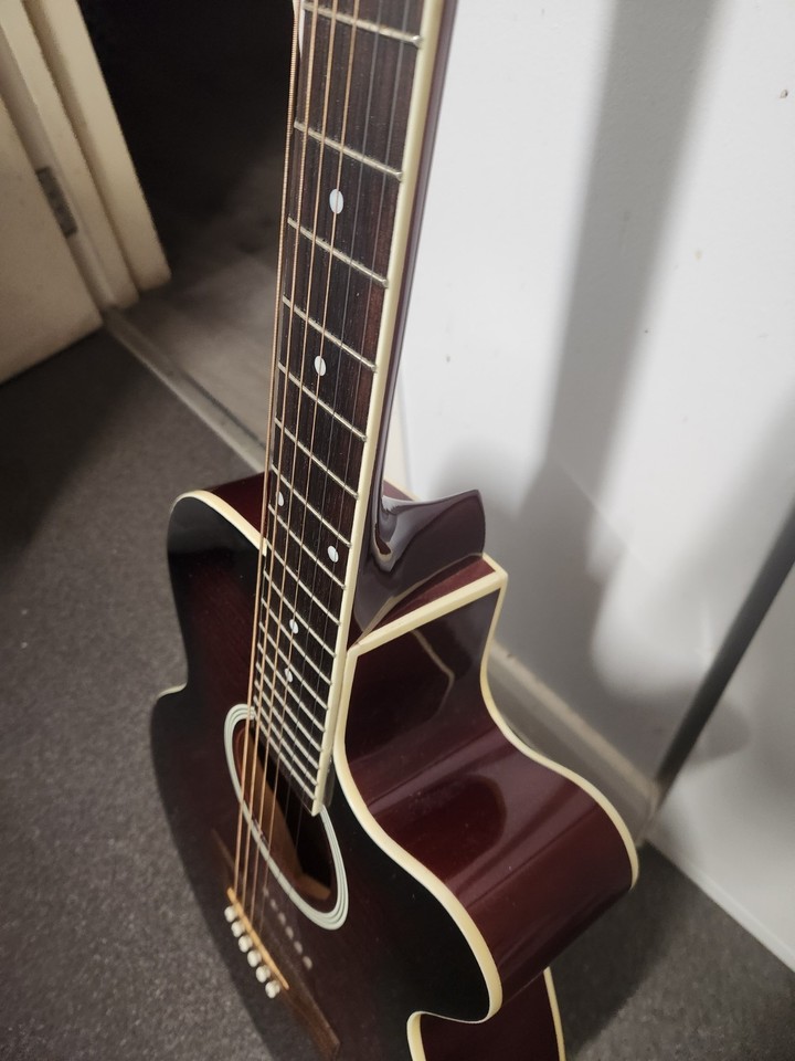 Jim Deacon Electro-Acoustic Single Cutaway Guitar Red Mahogany Sunburst ...