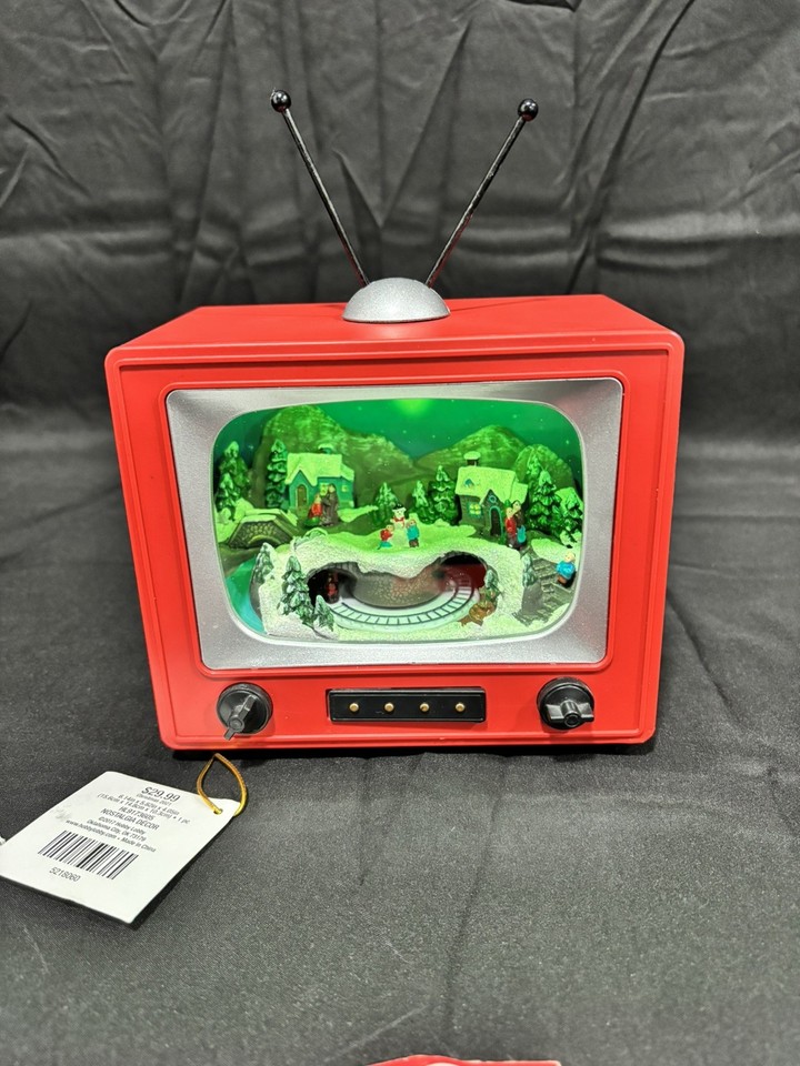 Holiday Time Christmas Animated Retro TV Television Light Rotating ...