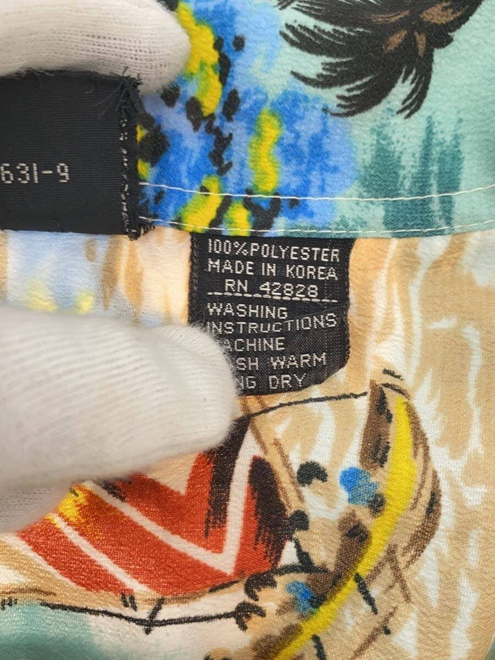 TOWN CRAFT Aloha Shirt, Medium, Polyester, Multicolor, All-Over Print ...