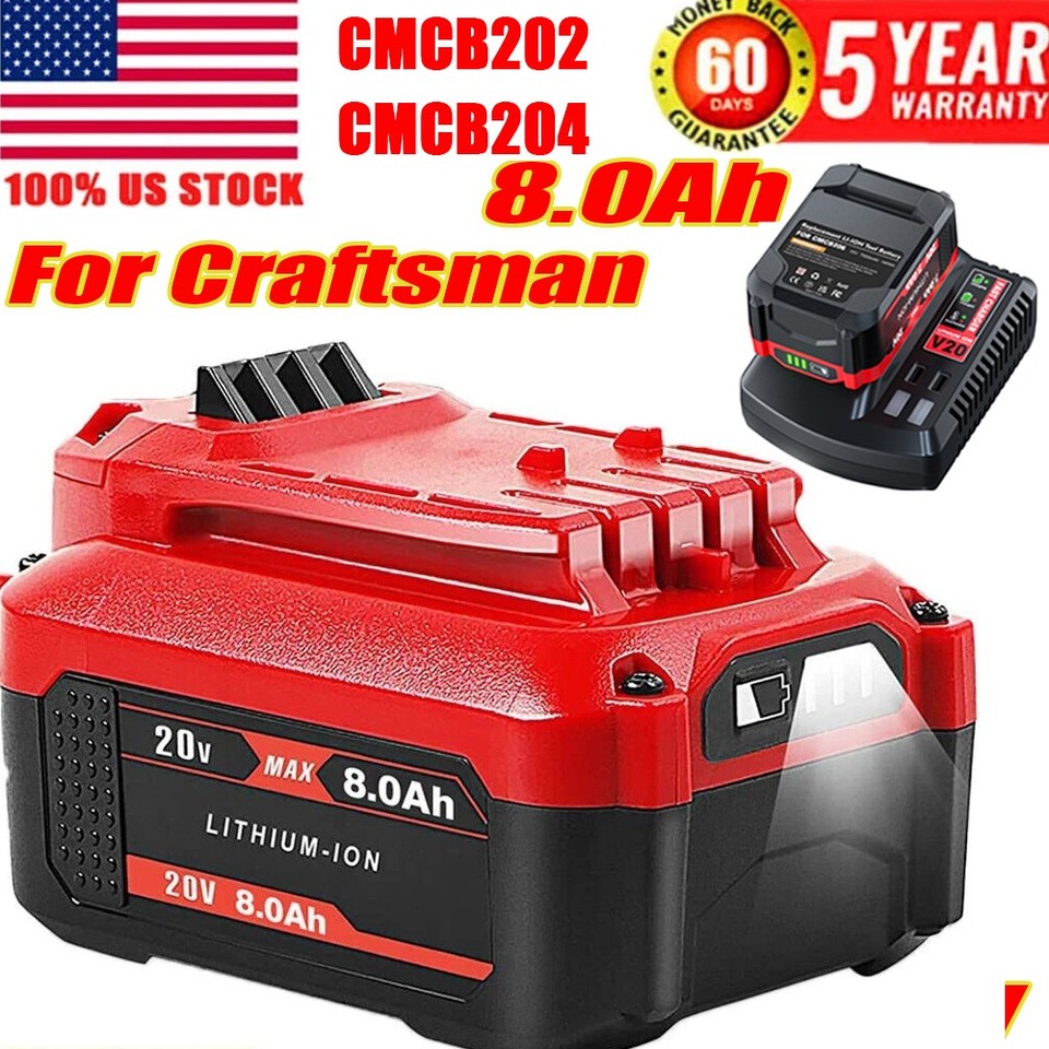 For Craftsman V20 20 Volt 8.0Ah Lithium CMCB204 CMCB205 CMCB203 Battery ...