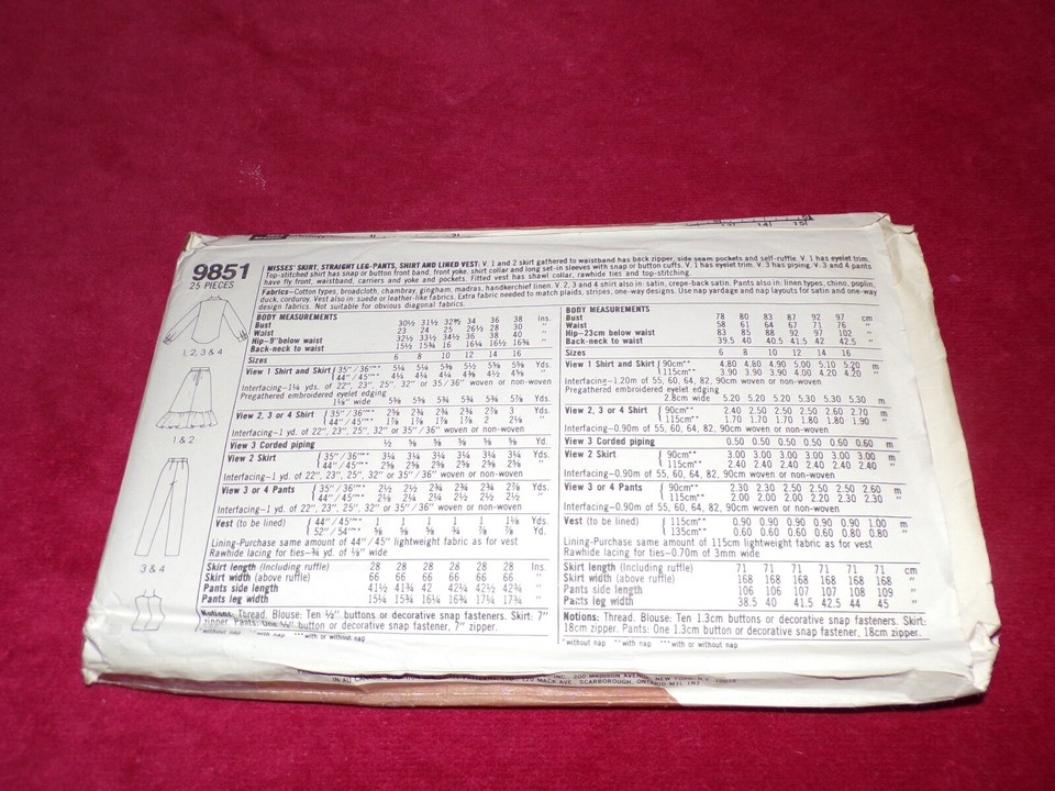🌺 SIMPLICITY #9851-LADIES WESTERN-SHOW RING SKIRT-VEST-SHIRT-PANT ...