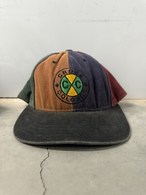VINTAGE Cross Colours Hat Cap Snap Back Earth Tone Pinwhee Hip Hop Logo ...