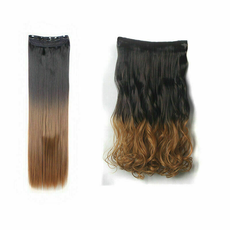Half Full Head 5 Clips One Piece Clip in Hair Extensions Long Straight ...