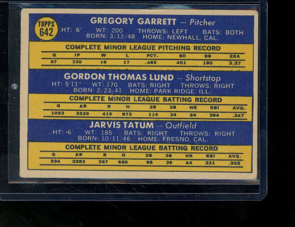 1970 Topps #642 Angels 1970 Rookie Stars - Greg Garrett/Gordy Lund ...