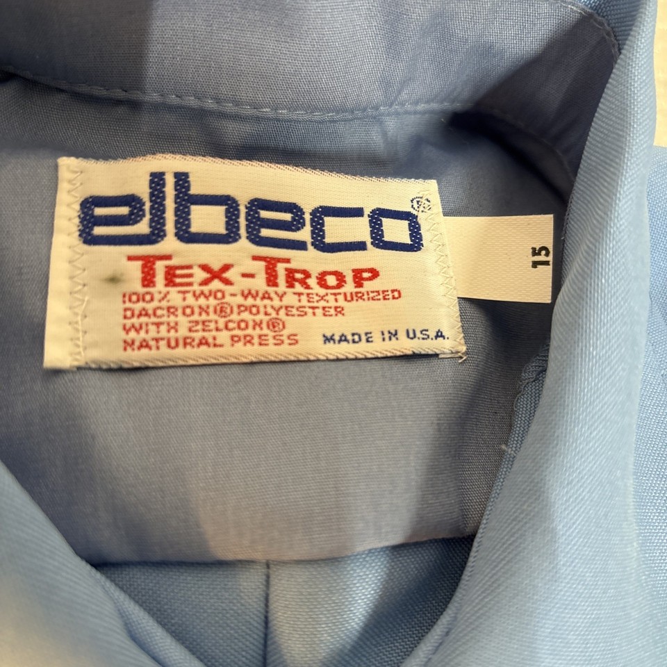 Elbeco Uniform Shirt NOS MEDIUM BLUE Short Sleeve Size 15 Shoulder Tabs ...