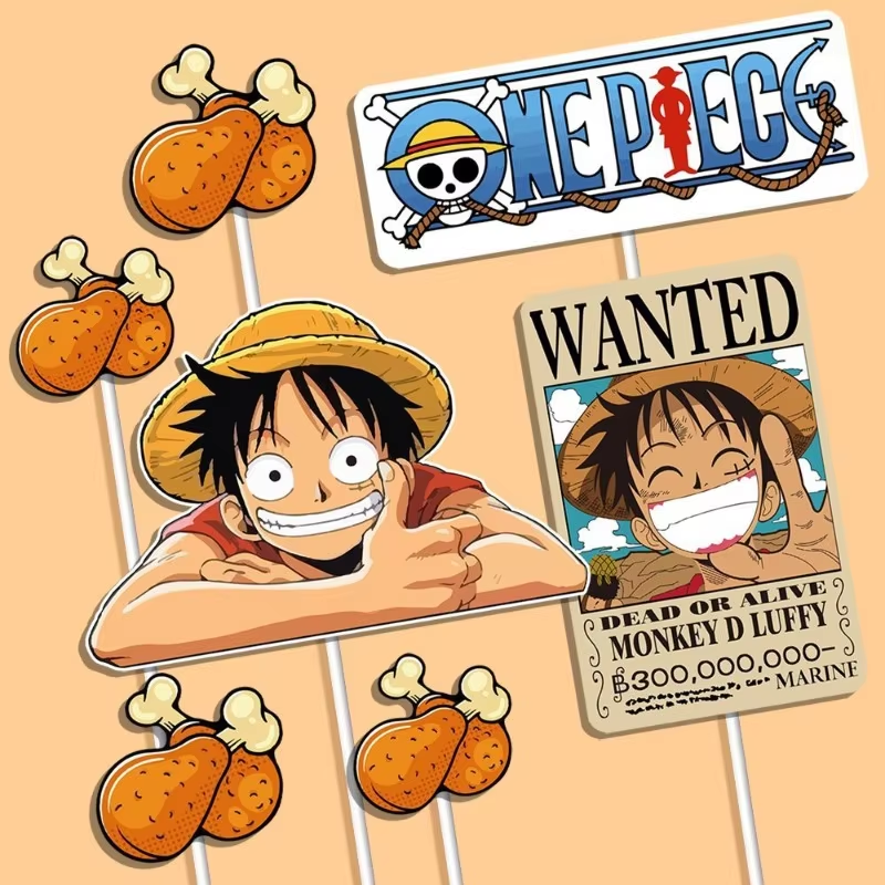 7pcs ONE PIECE Luffy Cake Topper Anime Boy Girl Birthday Cake ...