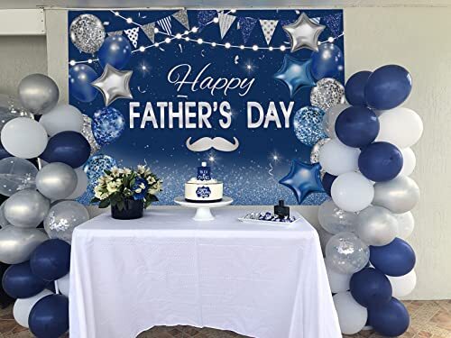 Blue Silver Happy Fathers Day Background I Love Dad Glitter Balloons ...