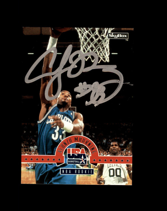 Alonzo Mourning Signed 1994 Skybox USA Basketball #2 IPA In Person ...