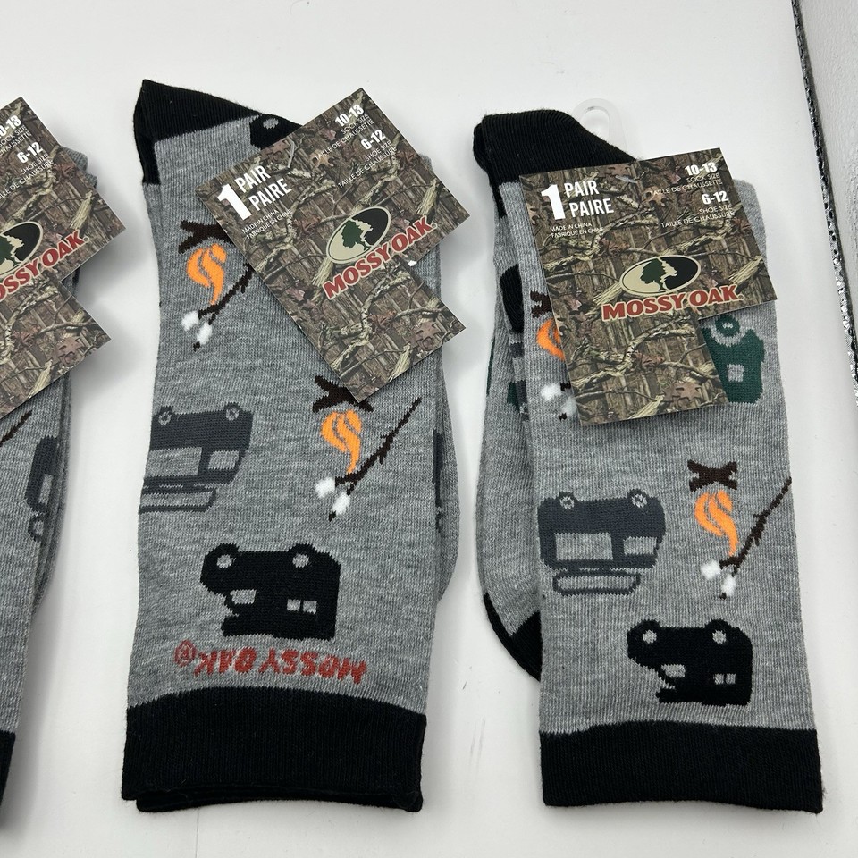 Mossy Oak Men’s Socks Lot Of 3 Pairs For Shoe Size 10-13 NEW Camping | eBay