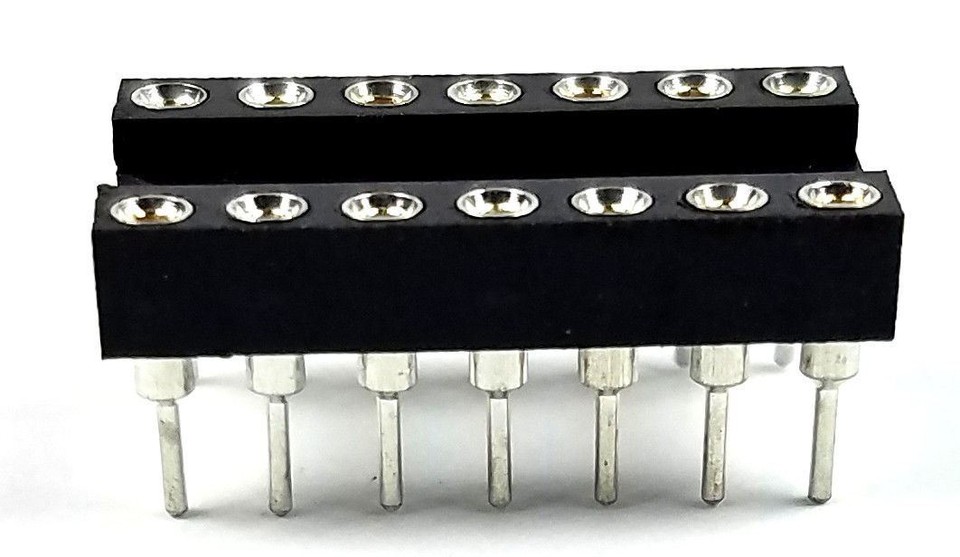 10PCS IC Sockets DIP-14 Machined Round Contact Pins Holes 2.54mm DIP14 ...