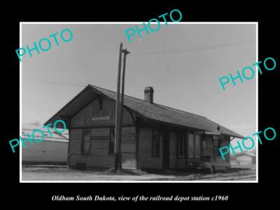 OLD POSTCARD SIZE PHOTO OF OLDHAM SOUTH DAKOTA RAILROAD DEPOT STATION ...