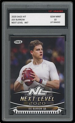 JOE BURROW 2020 SAGE HIT 1ST GRADED 10 NEXT LEVEL ROOKIE CARD ...