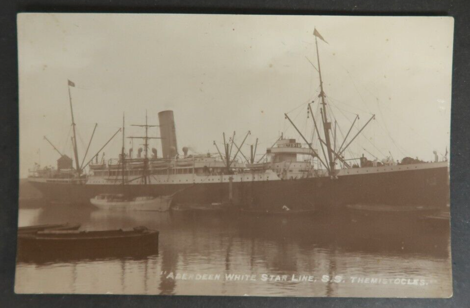 Aberdeen White Stra Line SS Themistocles Steamship Postcard RPPC Ocean ...