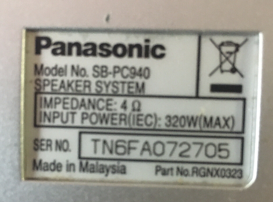 Panasonic Center Channel Speaker SB-PC940 320w Max | eBay