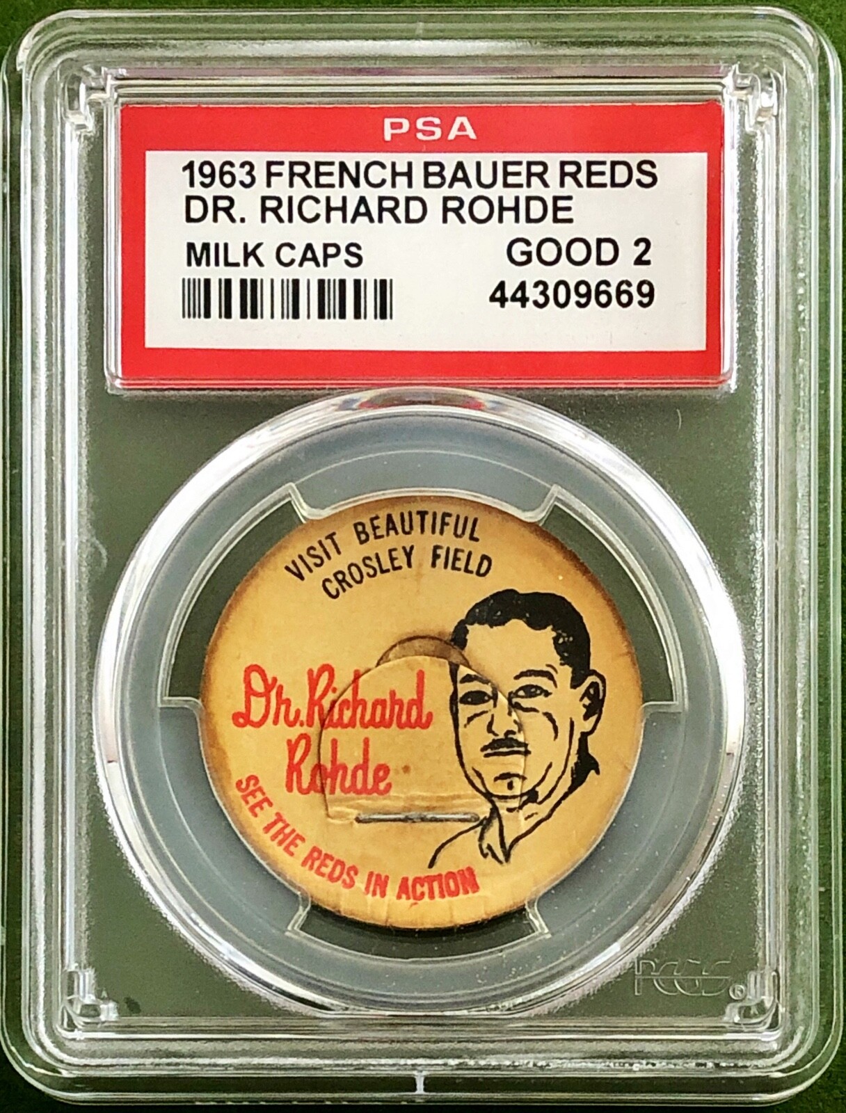 1963 FRENCH BAUER MILK CAPS DR. RICHARD ROHDE PSA 2 CINCINNATI REDS | eBay