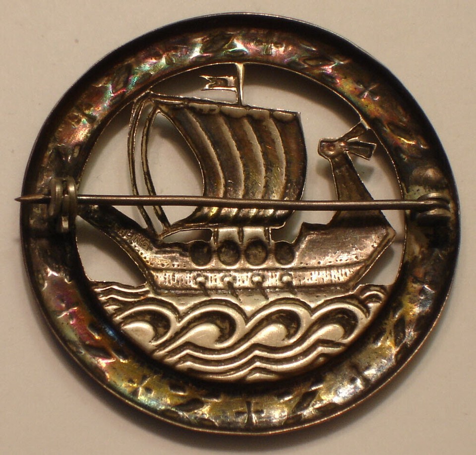 VIKING SHIP Riding The High Seas SILVER Medal / Pin | eBay