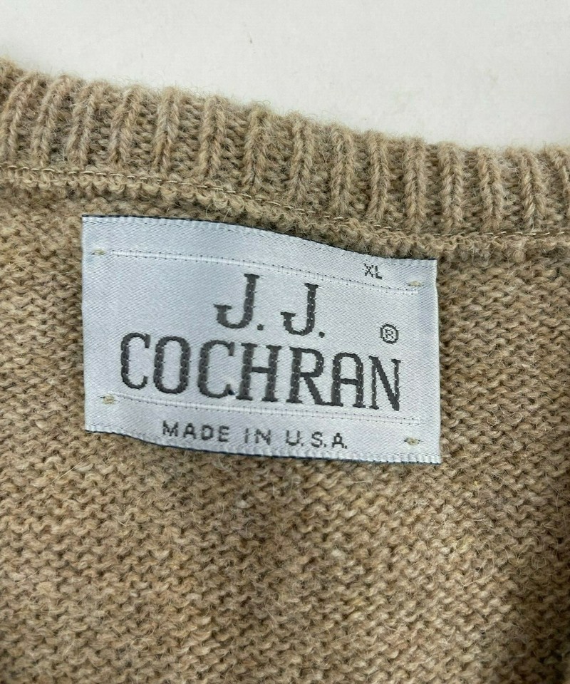 J.J. Cochran Sweater Vest Men's Size XL Tan Sleeveless Vintage Wool V ...