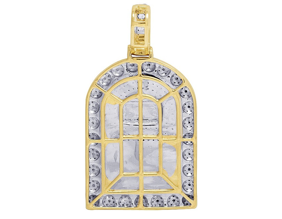 Men's 10K Yellow Gold Real Diamond RIP Tombstone Custom Pendant Charm 1 ...