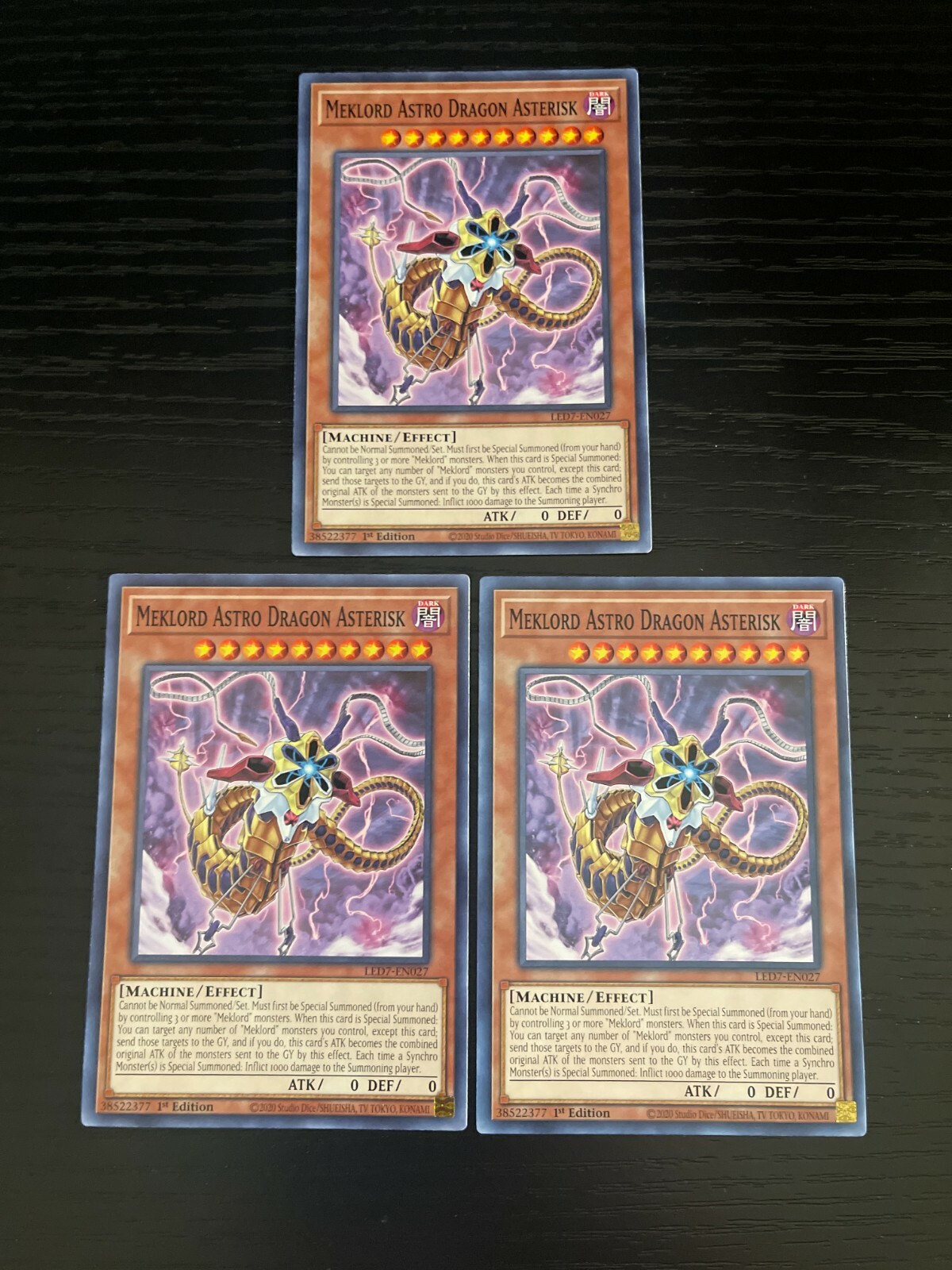 YuGiOh! 3x Meklord Astro Dragon Asterisk LED7-EN027 - 1st Edition ...