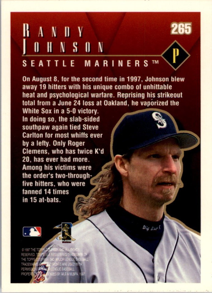 1998 Topps Inaugural Devil Rays #265 Randy Johnson SH | eBay