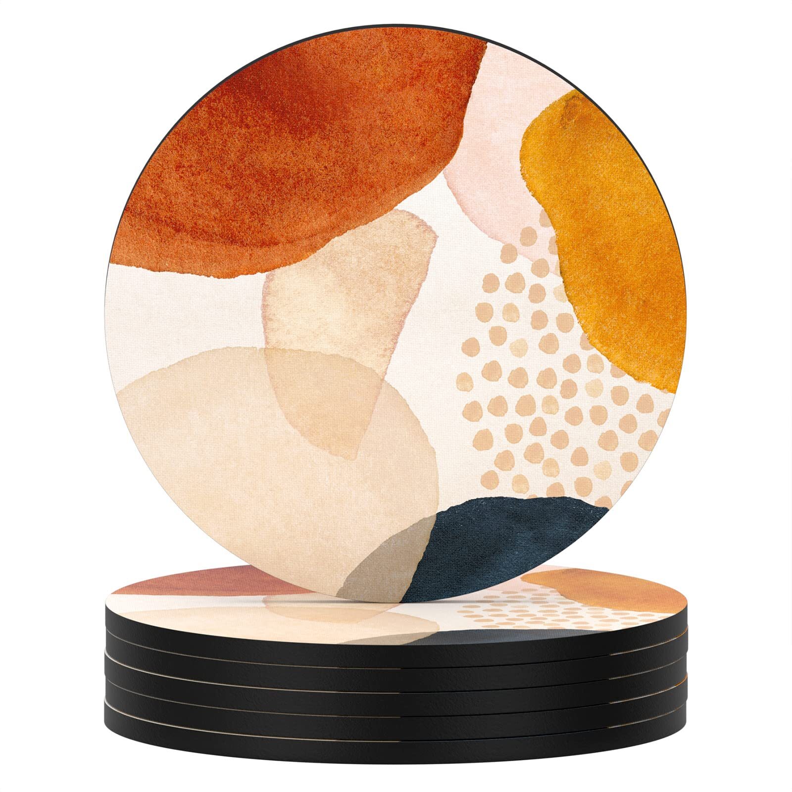 Coasters for Drinks, Set of 6 Cute Absorbent Rubber Drink Coasters for ...