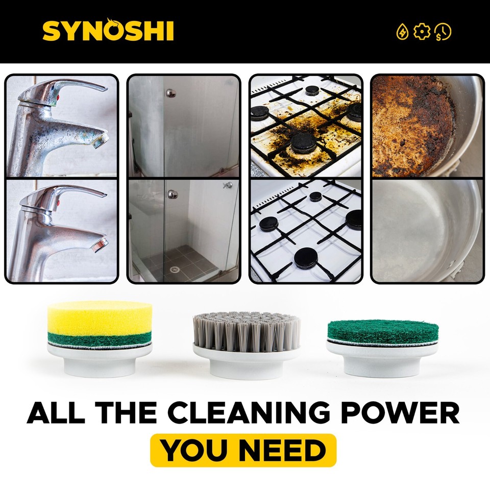 Synoshi® | Electric Spin Scrubber | Cordless Power Brush with 3 ...