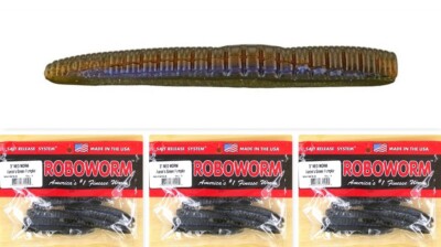 (3) Unopened Packs Roboworm 3" Ned Worm Worms Aaron's Green Pumpkin ...