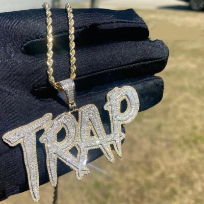 Men's Classic Personalized Name TRAP Name Layered Pendant 925 Sterling ...