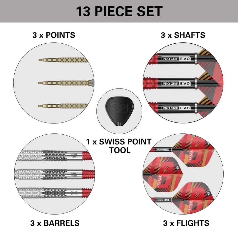 TARGET Darts Stephen Bunting G5 95% Tungsten Dart Set, Steel Tip Swiss ...
