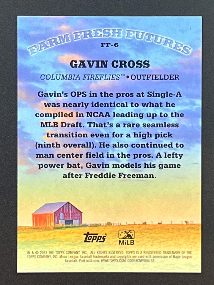 GAVIN CROSS 2023 Topps Pro Debut Farm Fresh Futures #FF-6 Royals | eBay
