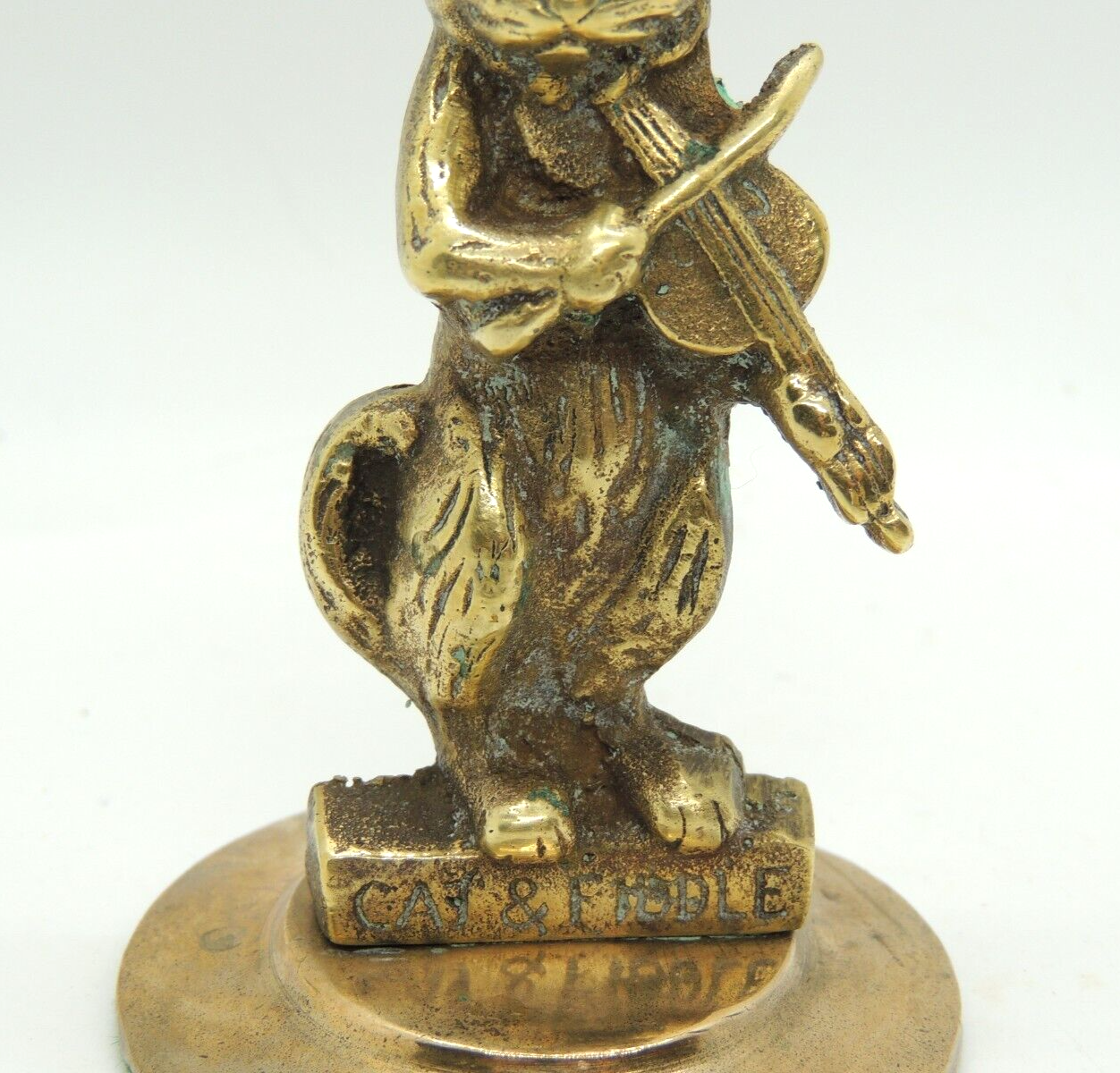 Vintage Brass Cat and Fiddle Figure Cat Playing the Fiddle Figurine ...
