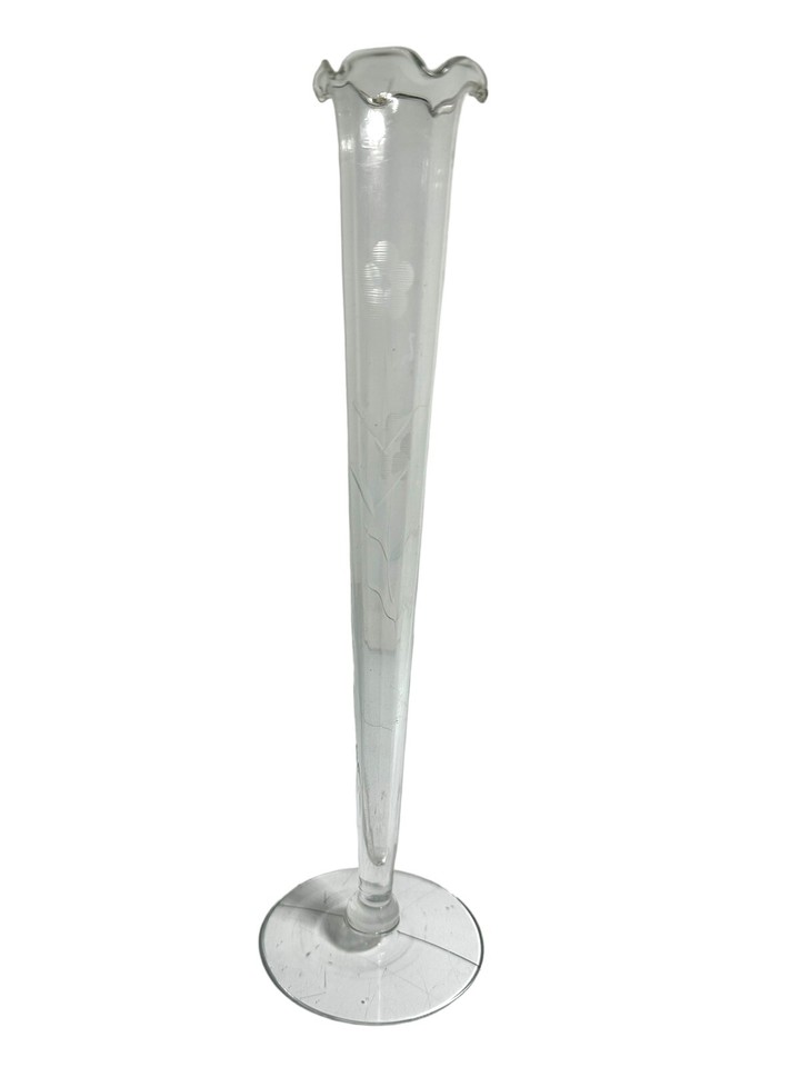 Princess House Heritage Etched 10" Ruffled Top Crystal Bud Vase Slim | eBay