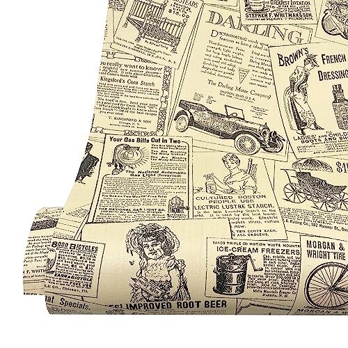 Yifely Vintage Newspaper Decorative Contact Paper Vinyl Self Adhesive ...