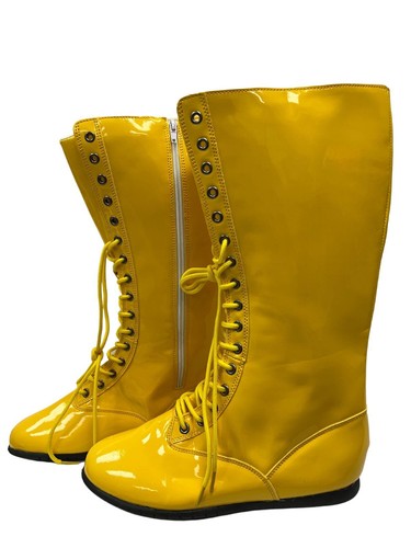 Yellow Adult Pro Wrestling Boots WWF WWE Hogan Costume Hulk Super Hero ...