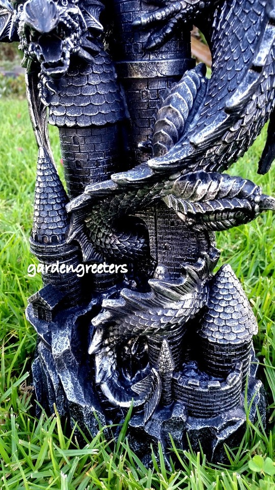 DRAGON WITH SOLAR LIGHT STATUE SOLAR DRAGON Statue FIGURINE | eBay