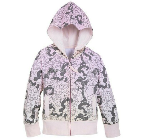Disney Store Princess Zip-Up Hoodie Pink 9/10 Ariel, Cinderella, Belle ...