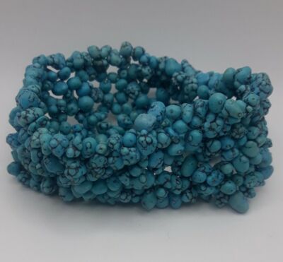 Turquoise Botryoidal Chip Ball Bead Stretch Cuff Bracelet | eBay