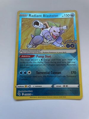 Radiant Blastoise Pokemon GO 018/078 Holo Radiant Rare NEAR MINT ...