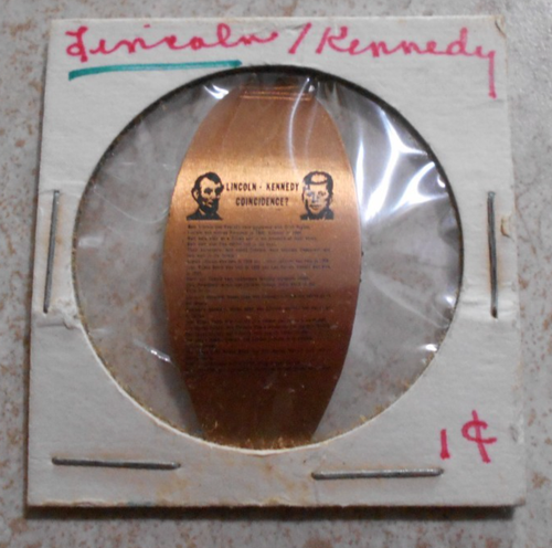 Lincoln & Kennedy COINCIDENCES elongated penny USA cent 1974-D copper ...