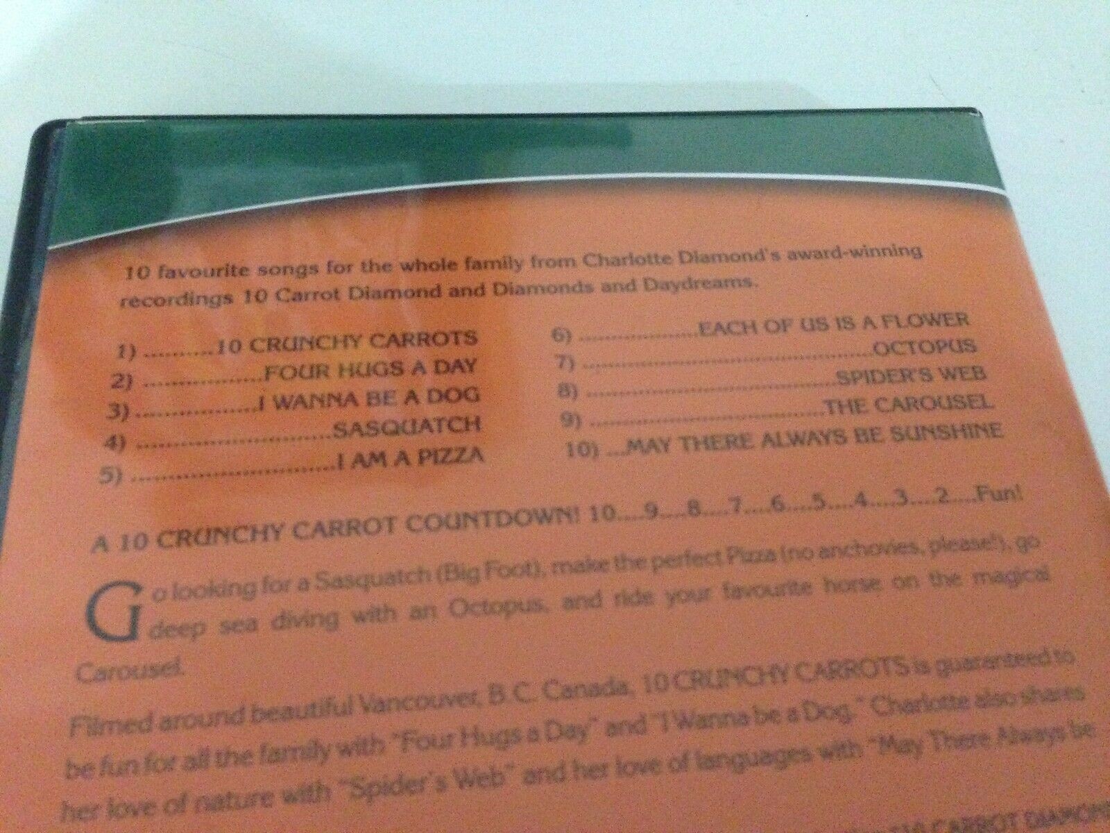 Charlotte Diamond 10 Crunchy Carrots DVD four hugs a day i am a pizza ...