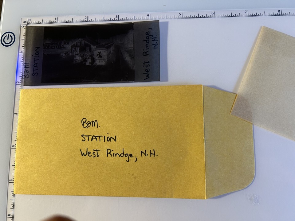 Vintage film negative Boston & Maine Railroad train station West Rindge ...