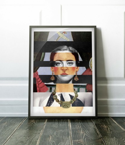 Frida Kahlo's Self Portrait Time Flies & Joan Crawford - Poster Canvas ...