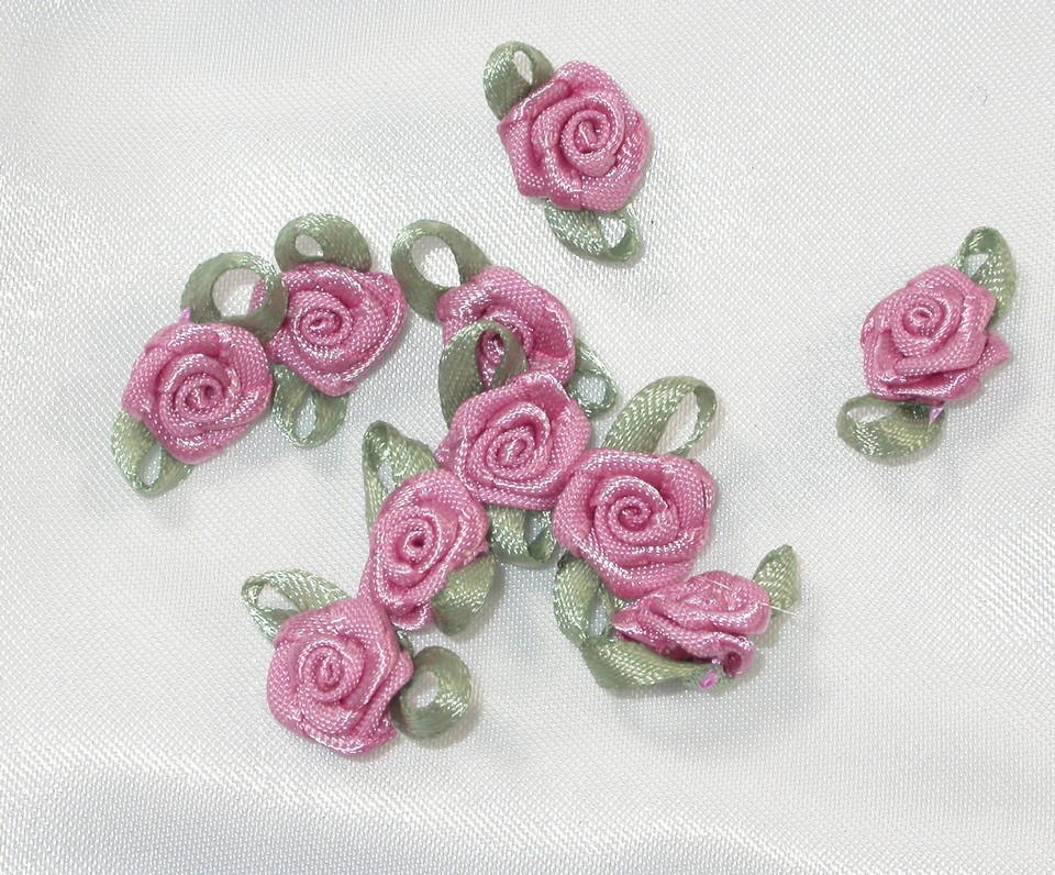 ROSE Mini Ribbon Roses Polyester Satin Ribbon 25 Pack lots of colors US ...