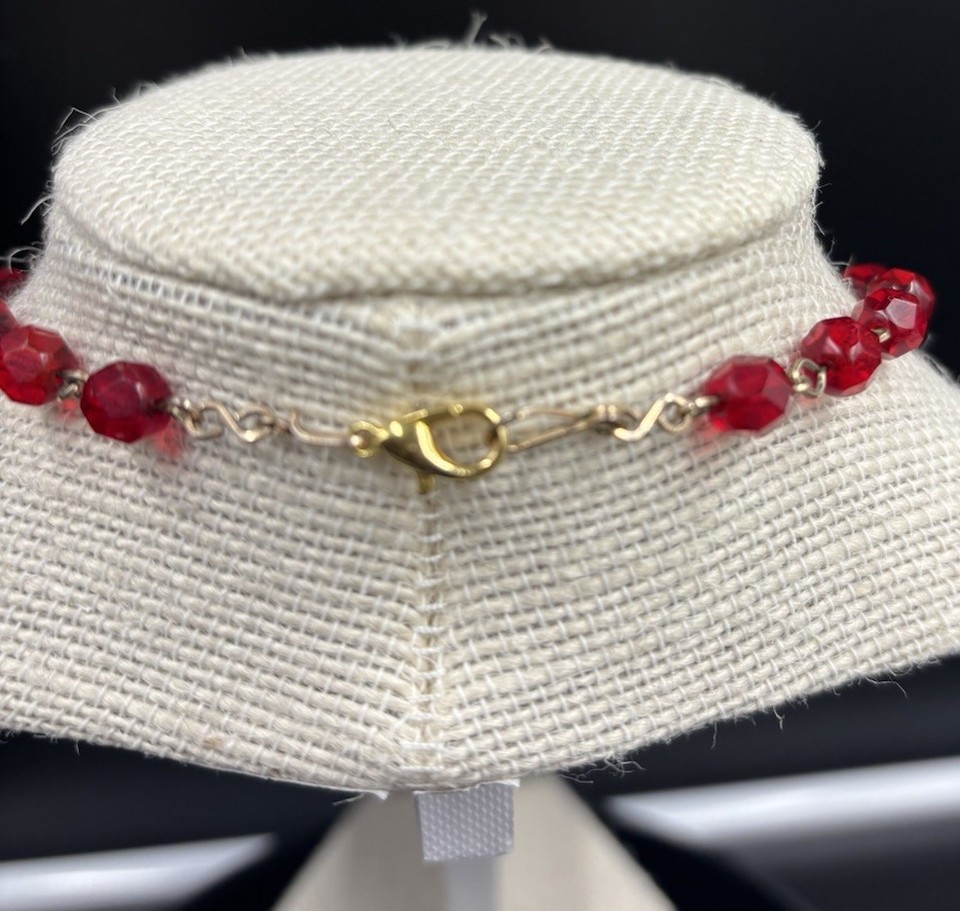 Vintage 1930s Red Faceted Cadmium Glass Bead Necklace Graduated Ruby Red Beads | eBay